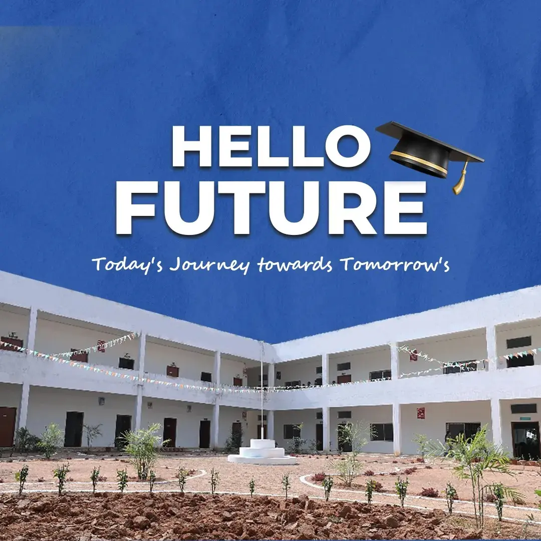 Promotional Image of a School Courtyard With the Text Hello Future 🎓 ...